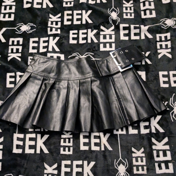 None | Skirts | Black Goth Punk Micro Mini Pleated Skirt | Poshmark